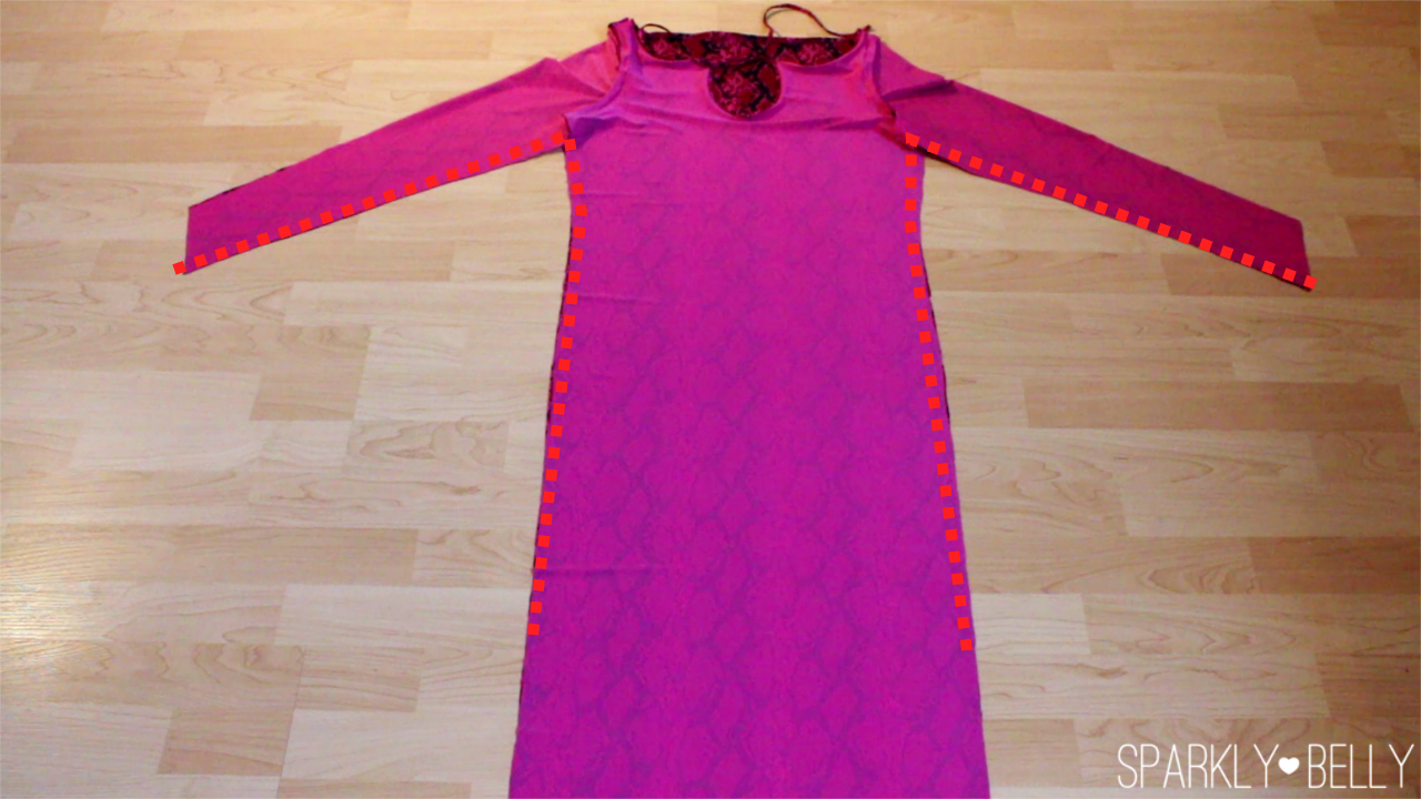 Sew side seams of baladi dress DIY - SPARKLY BELLY